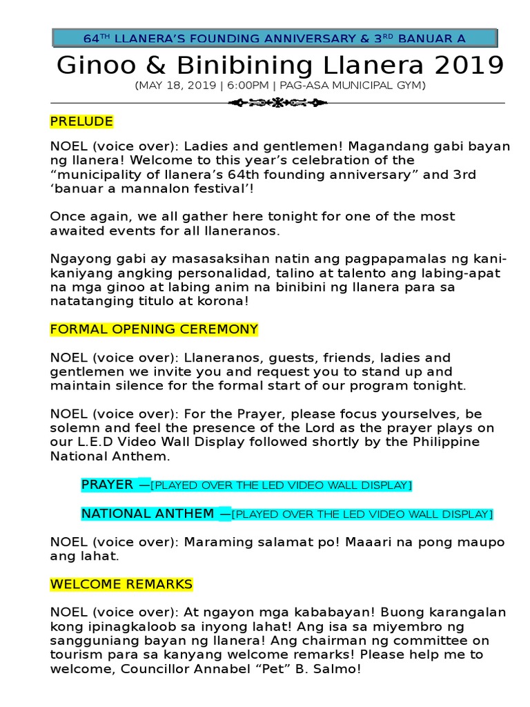 Pageant Script | PDF