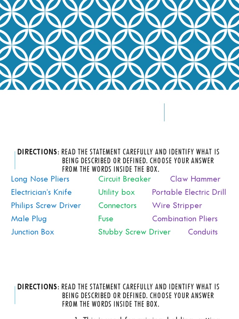 EIM Lesson 1 - Pretest | PDF | Components | Electric Power