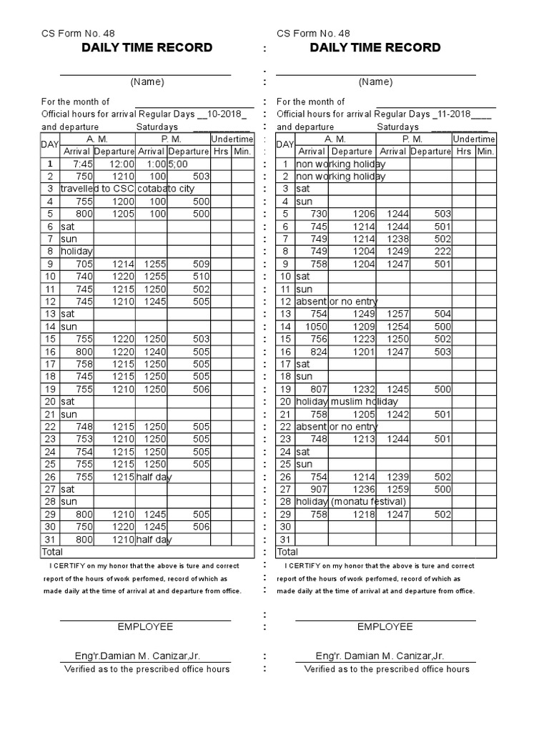 Daily Time Record Daily Time Record | PDF | Teaching Mathematics