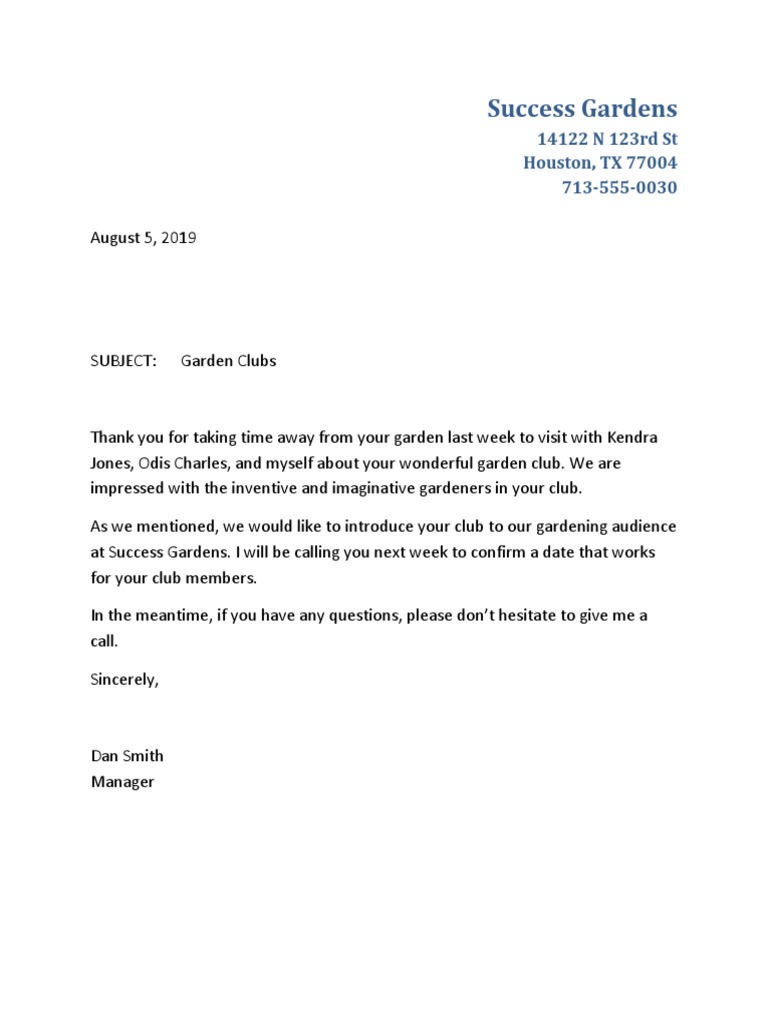 Contacts Letter | PDF