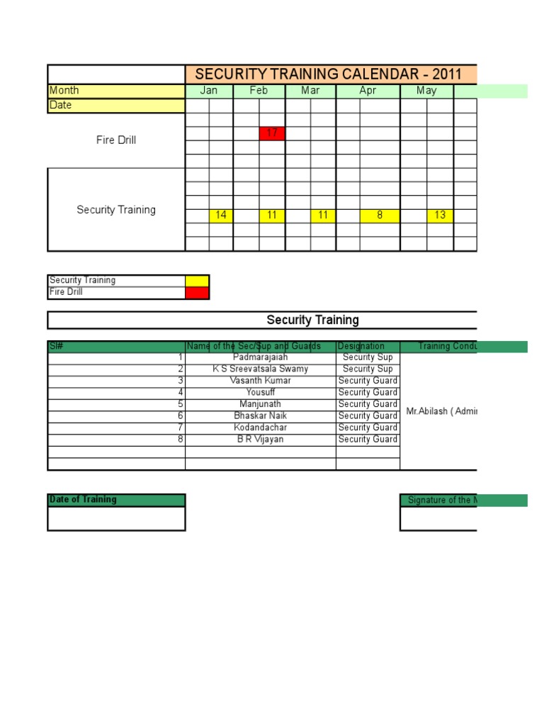 Security Training Calender | PDF