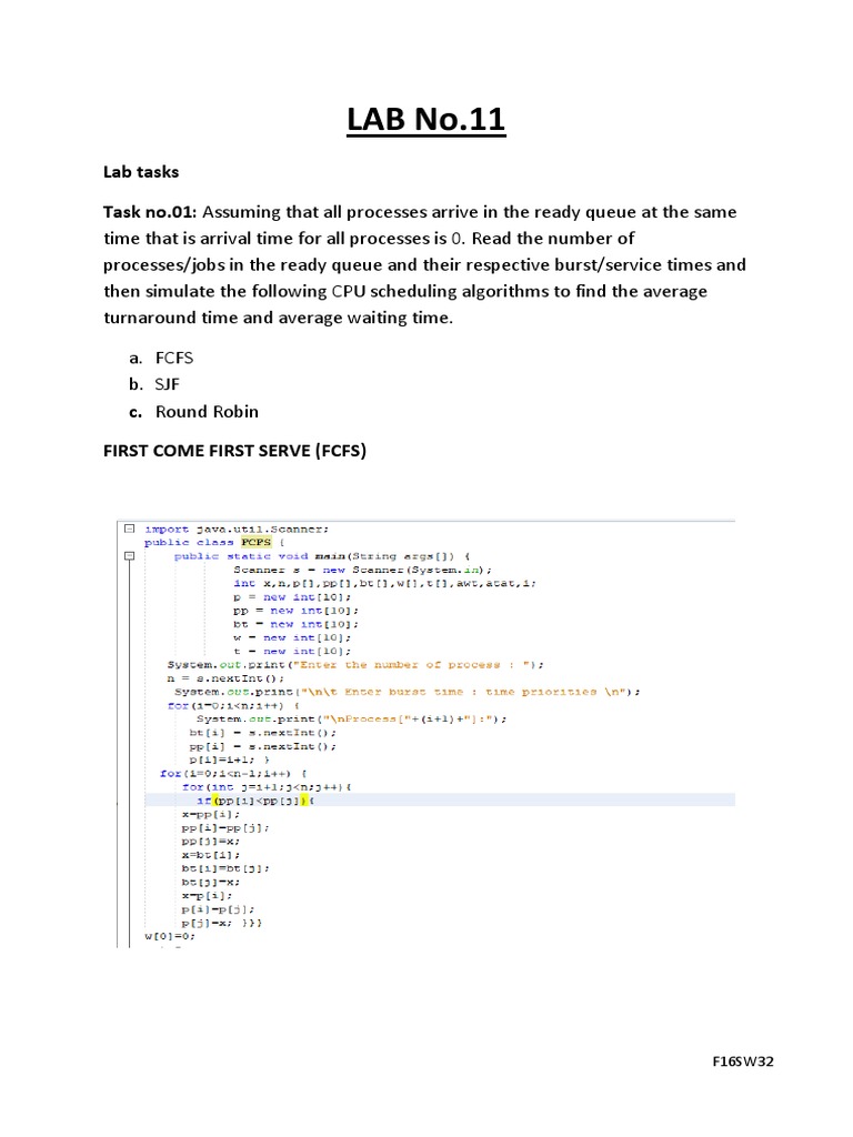 LAB No.11: Lab Tasks Task No.01: Assuming That All Processes Arrive in The Ready Queue at The ...