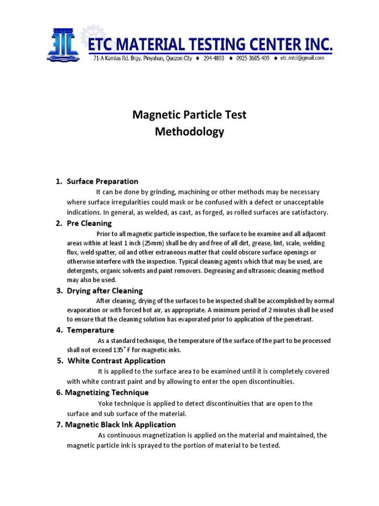 Magnetic Particle Test Methodology: 1. Surface Preparation | PDF ...