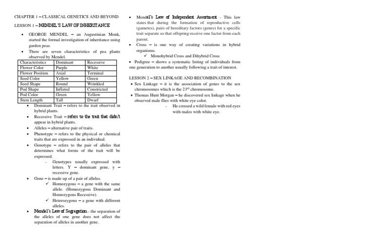 Gen Bio2 Chapter 1 | PDF | Dominance (Genetics) | Allele