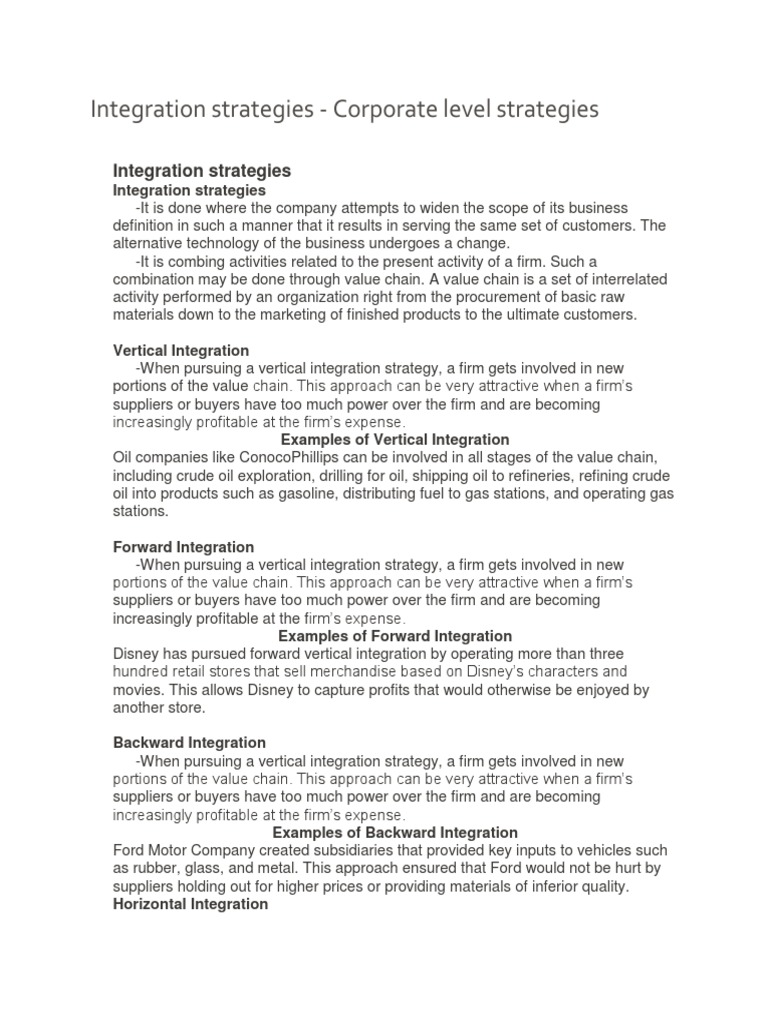 Corporate Integration and Intensive Strategies | PDF | Mergers And ...