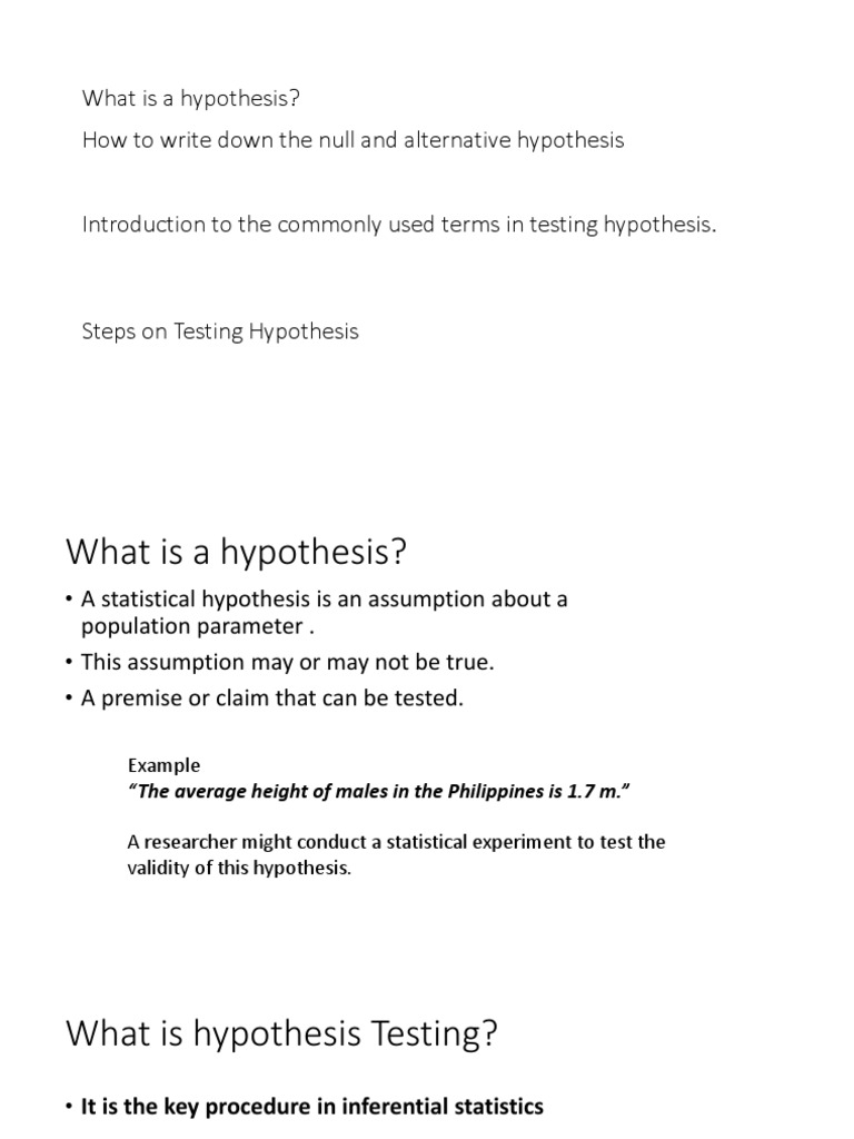 Statistic Hypothesis Testing | PDF | Statistical Hypothesis Testing | P ...
