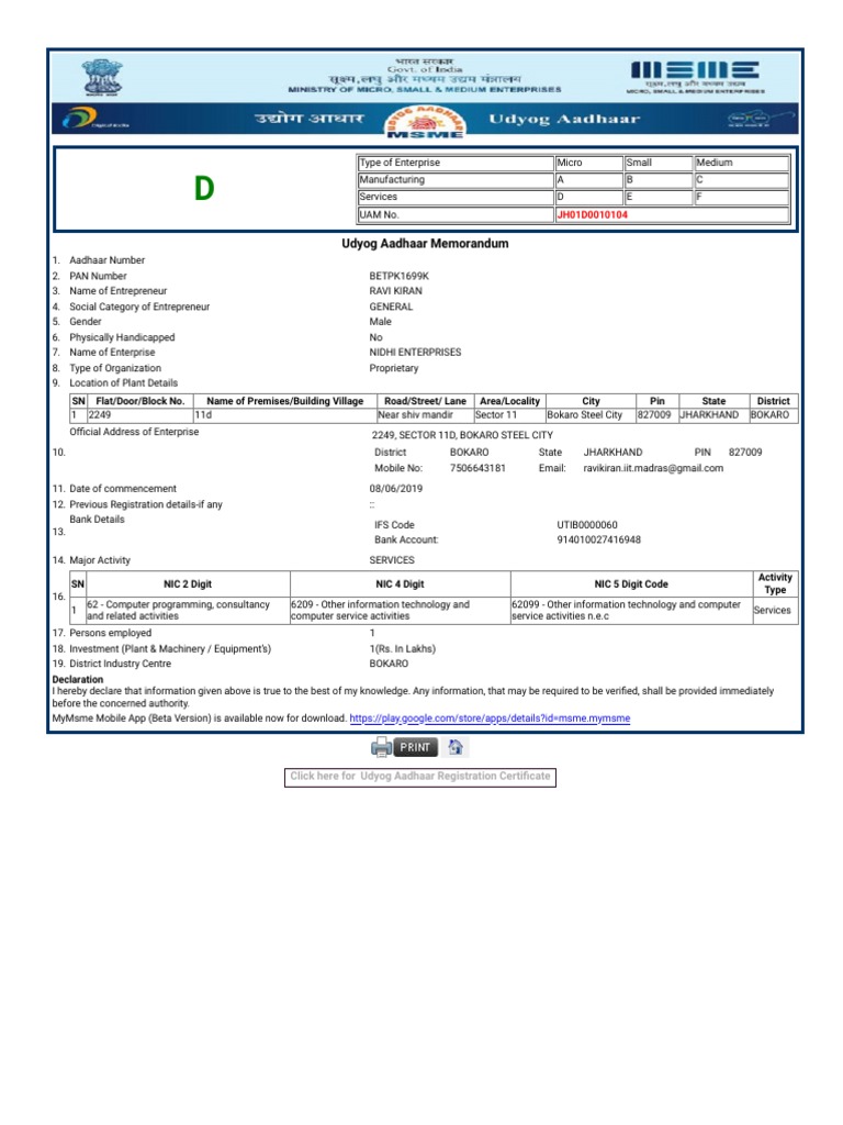 Msme Reg | PDF | Computing | Computing And Information Technology