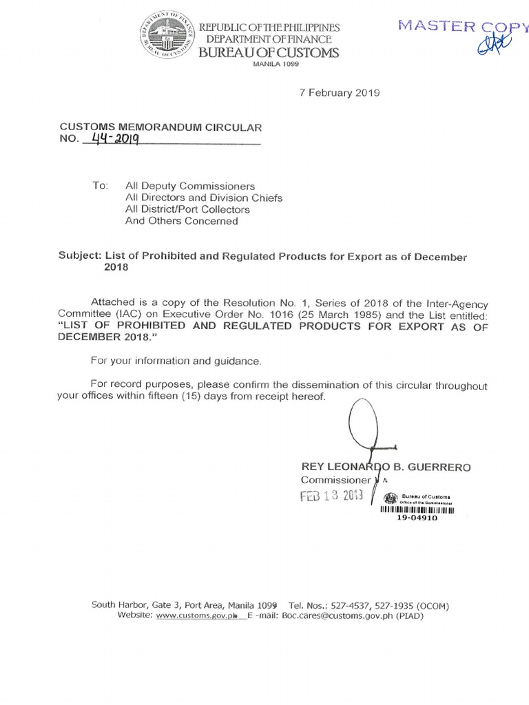 List of Prohibited Importations | PDF