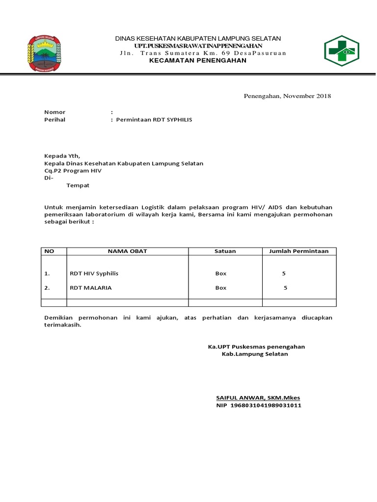 Surat Permintaan RDT Hiv | PDF
