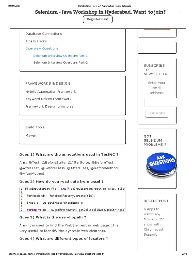 TOOLSQA - Free QA Automation Tools Tutorials Part 1 | PDF | Selenium ...