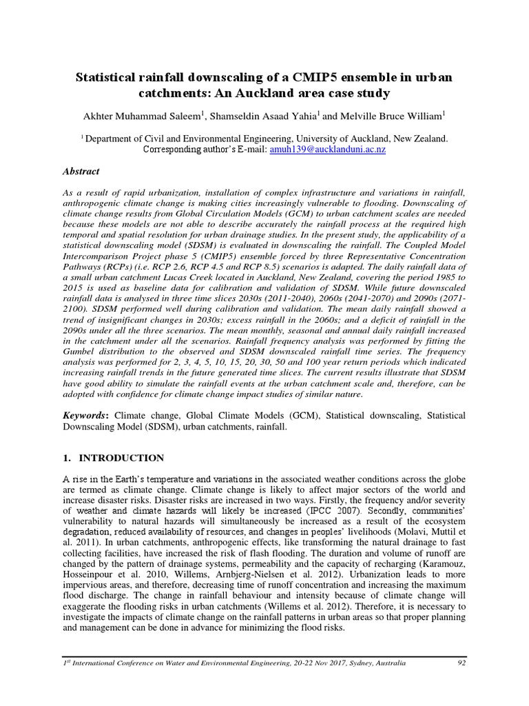 Downscaling Pdf General Circulation Model Global Warming