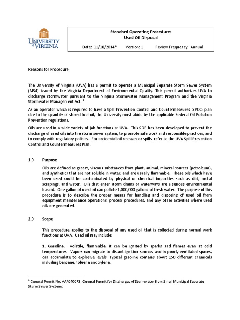 Used Oil Disposal | PDF | Gasoline | Petroleum