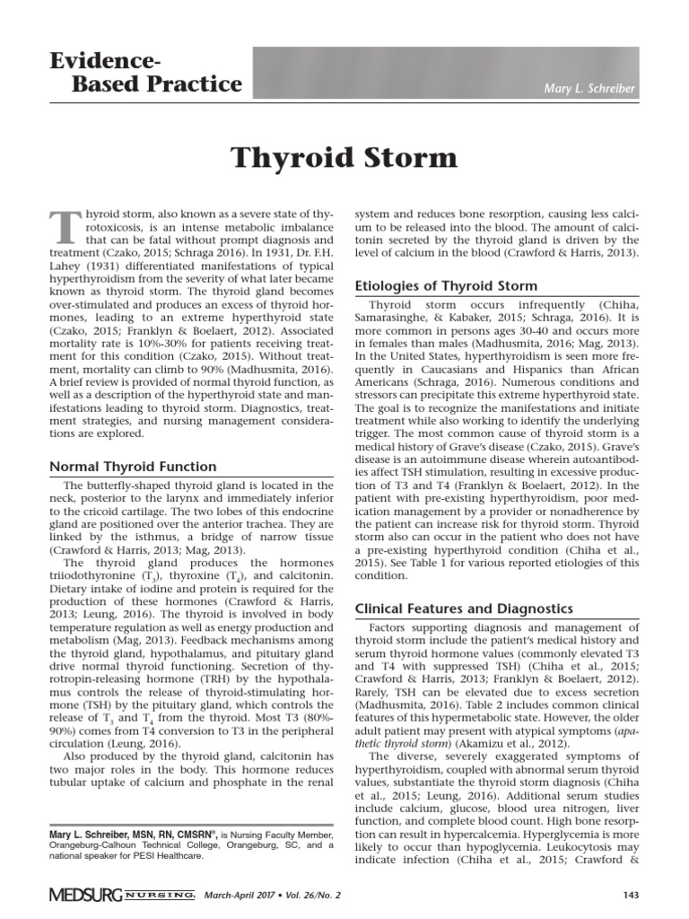 Thyroid Storm - Mary L Schreiber | PDF | Thyroid Stimulating Hormone ...
