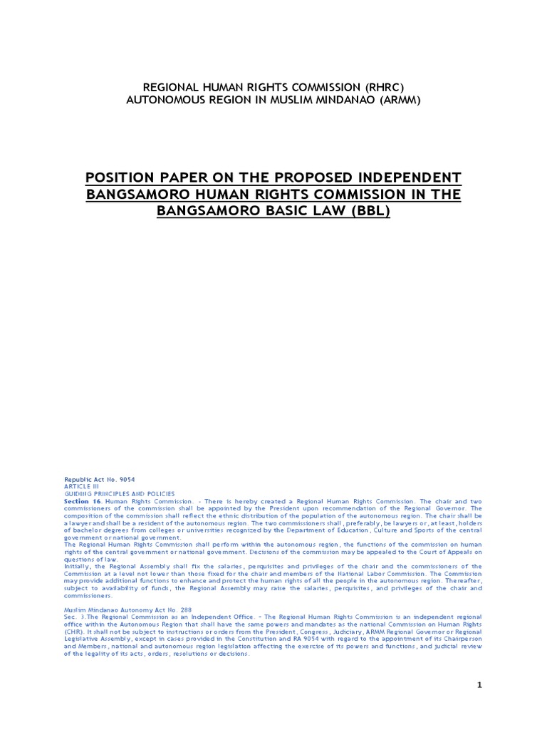 Position Paper BHRC | PDF | Autonomy | Human Rights