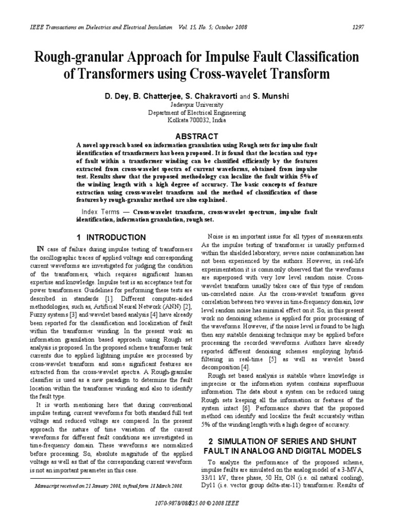 Rough-Granular Approach For Impulse Fault Classification of Transformers Using Cross-Wavelet ...