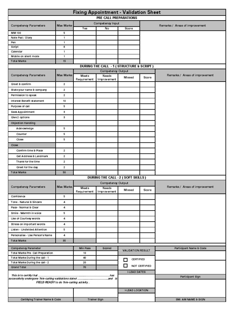 Tele Calling Validation Sheet | PDF | Computing