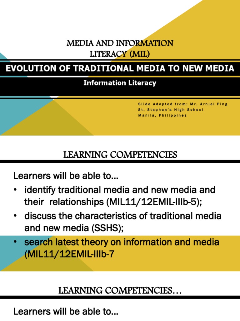 Media and Information Literacy (Mil) : Evolution of Traditional Media ...