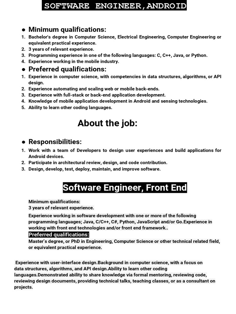 Minimum Qualifications | PDF