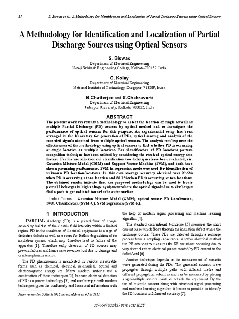 A Methodology For Identification and Localization of Partial Discharge Sources Using Optical ...