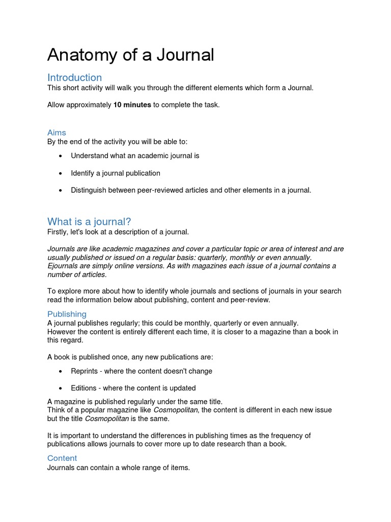 Anatomy of A Journal | PDF | Abstract (Summary) | Academic Publishing