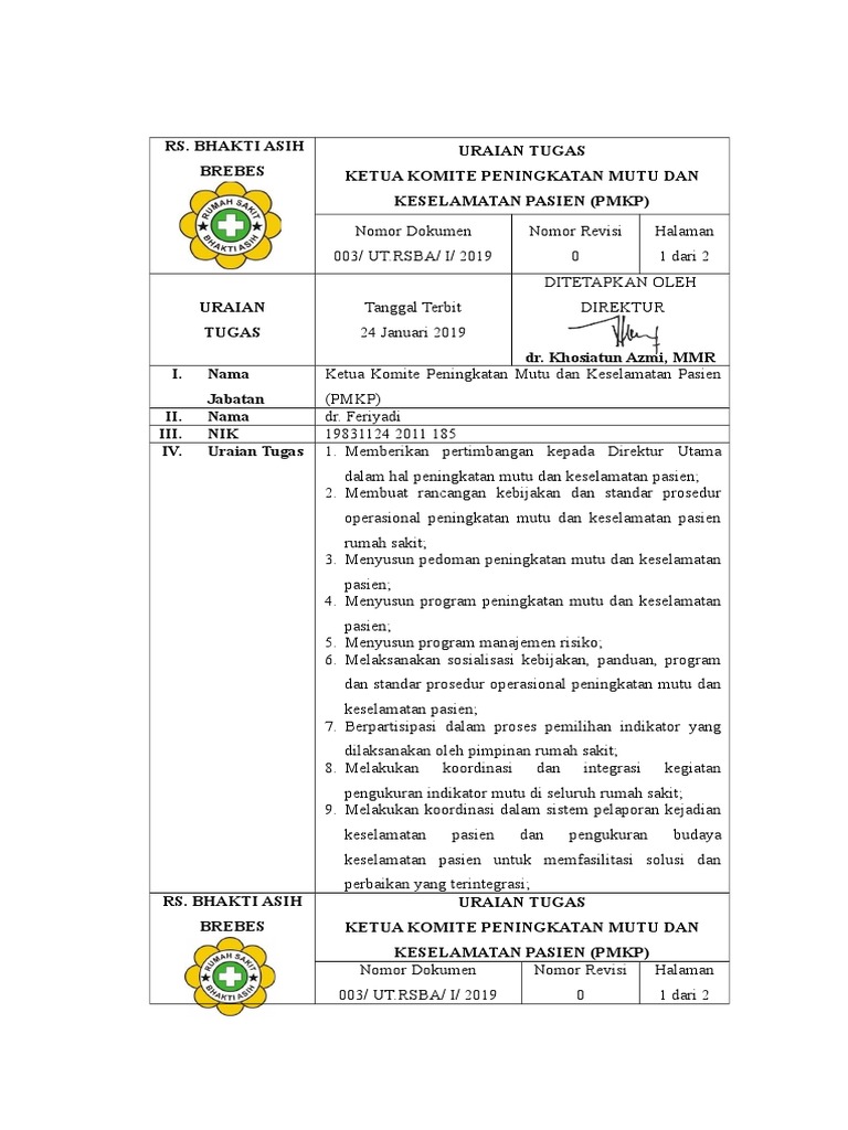 Uraian Tugas Komite PMKP | PDF | Sains & Matematika