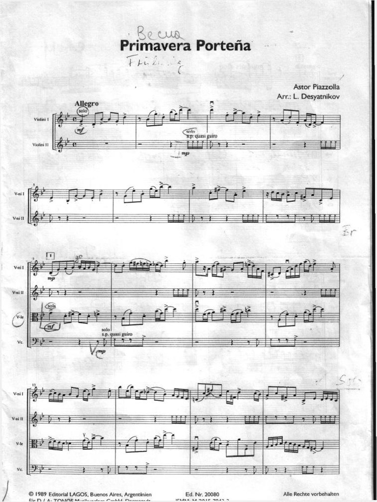 Piazzolla Seasons Score | PDF