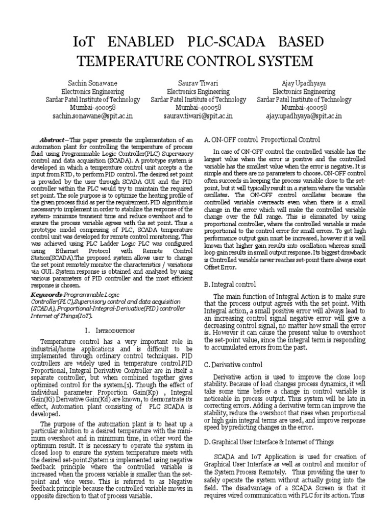 PLC SCADA Based Temperature Control System | PDF | Control Theory | Programmable Logic Controller