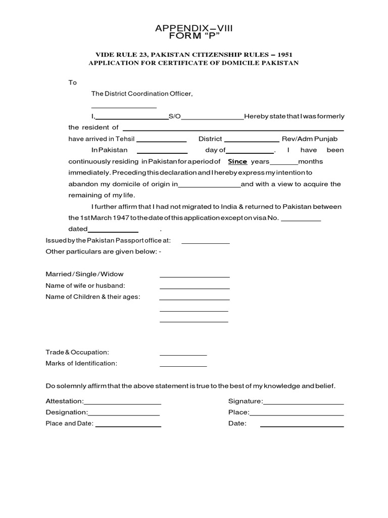 Appendix - Viii Form "P" | PDF