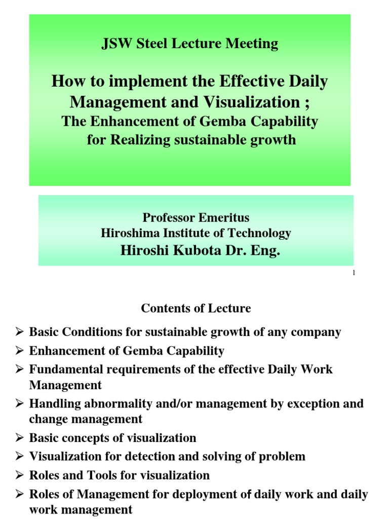 Effective Daily Work Management Strategies | PDF | Business Process | Goal