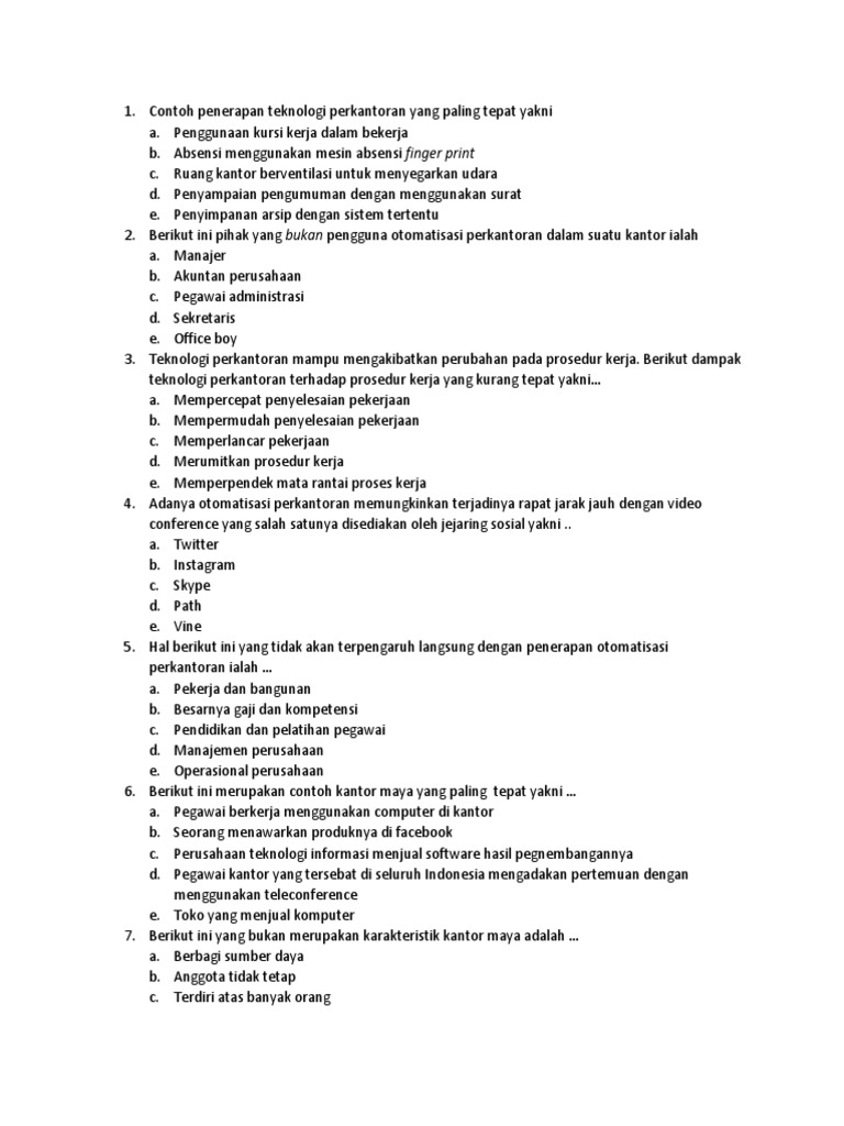Soal Tekper | PDF | Komputer | Teknologi & Rekayasa