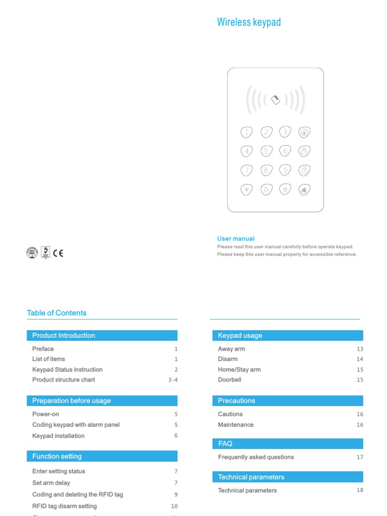 Wireless Keypad: User Manual | PDF | Radio Frequency Identification ...