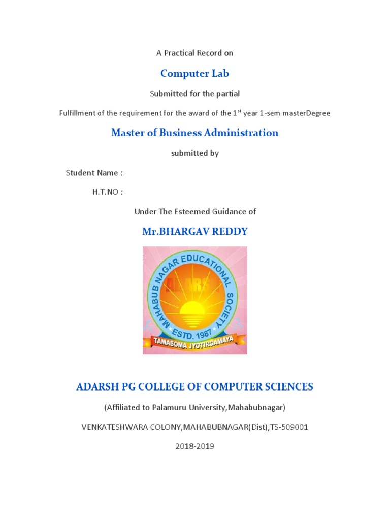 Computer Lab: A Practical Record On | PDF