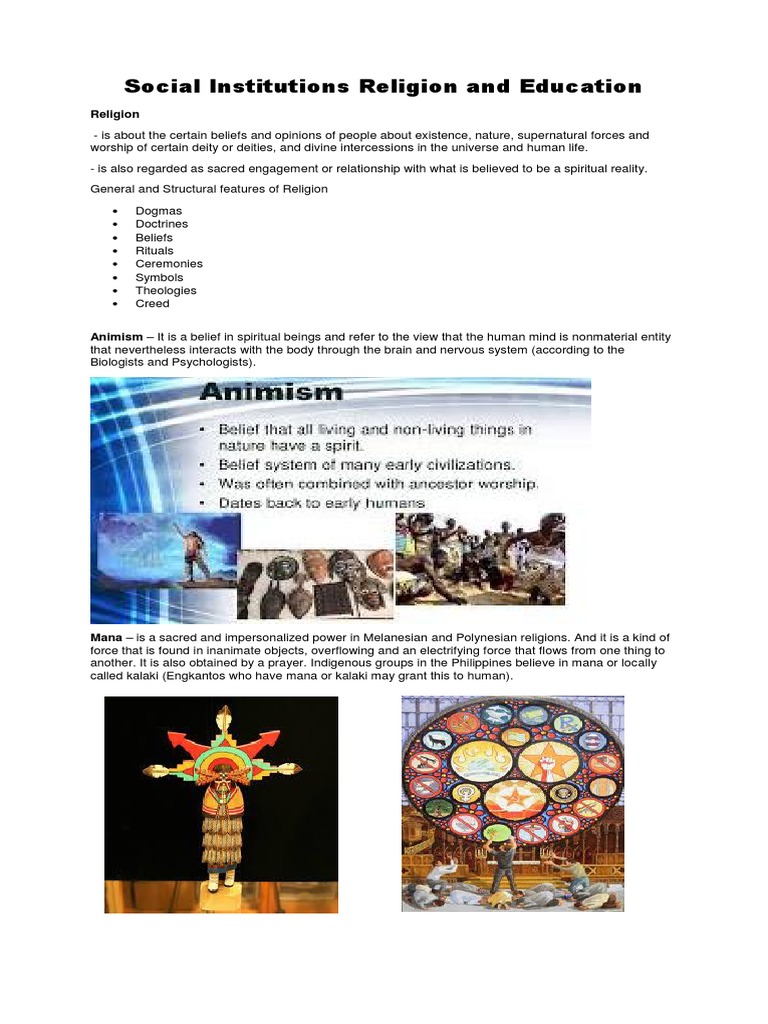 Social Institutions Religion and Education | PDF | Separation Of Church ...
