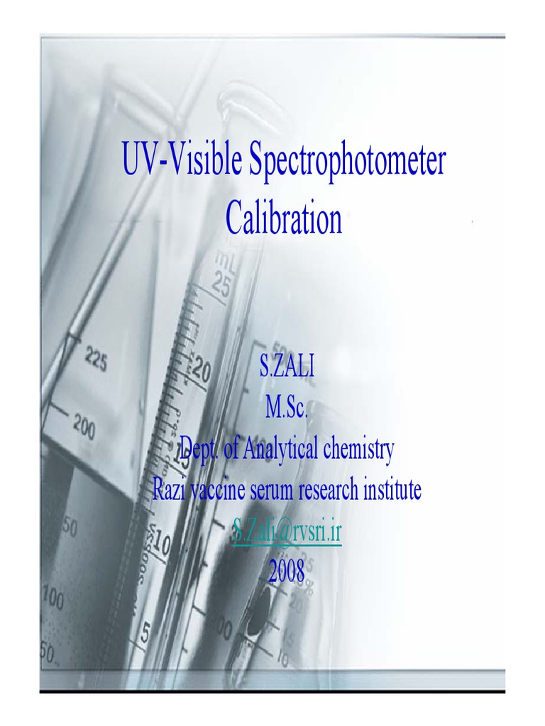 UV-Visible Spectrophotometer Calibration | PDF | Spectrophotometry ...