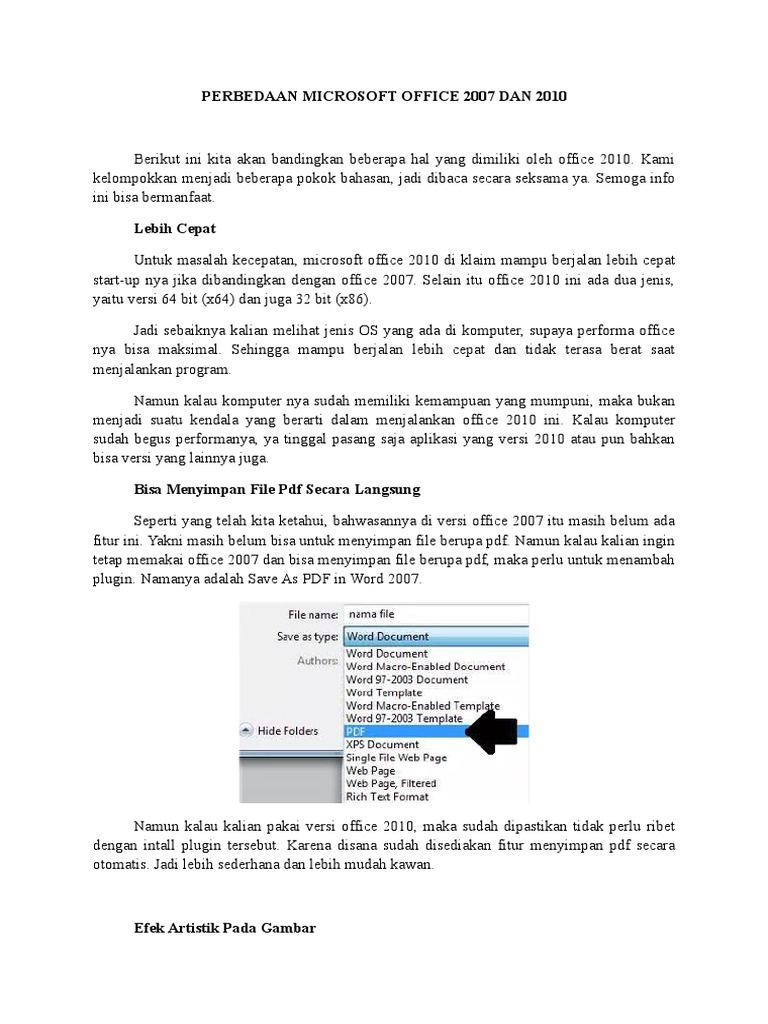 Perbedaan Utama Office 2007 vs 2010 | PDF