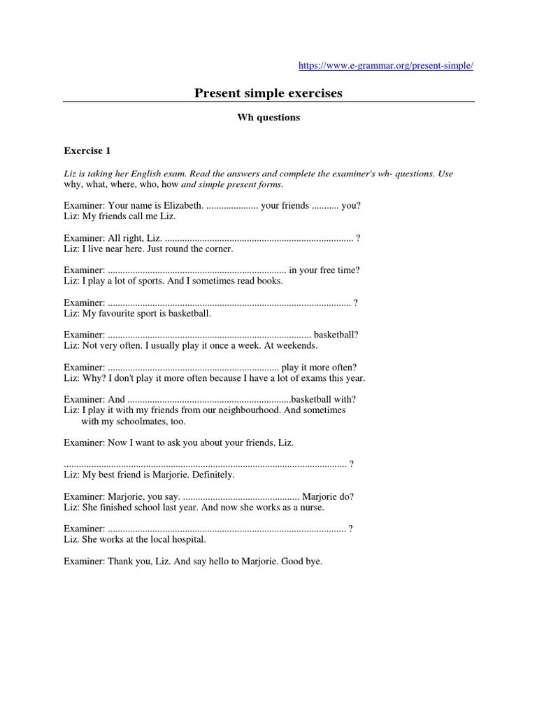 Present Simple - WH Questions PDF | PDF