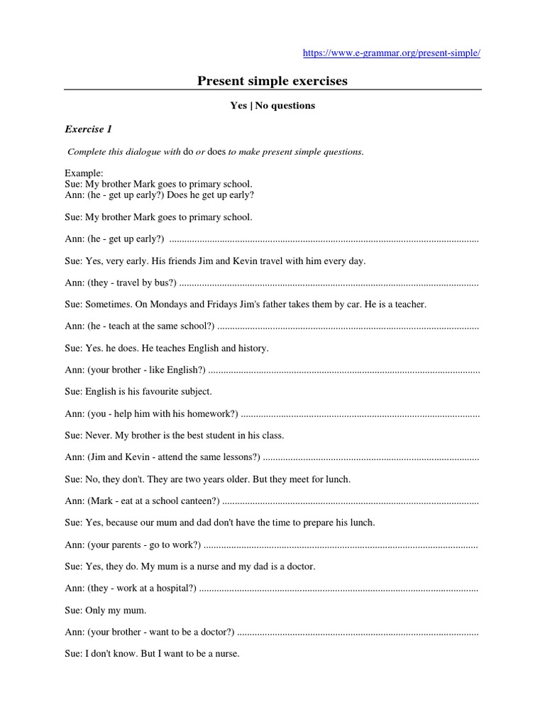 Present Simple Yes Or No Questions Pdf Pdf