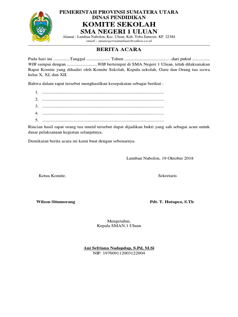 Berita Acara Rapat Komite Pdf
