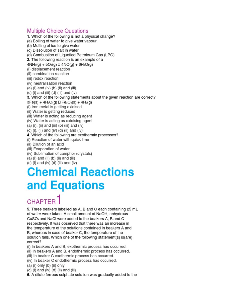 Chemical Eq and Reactions | PDF | Redox | Chemical Reactions