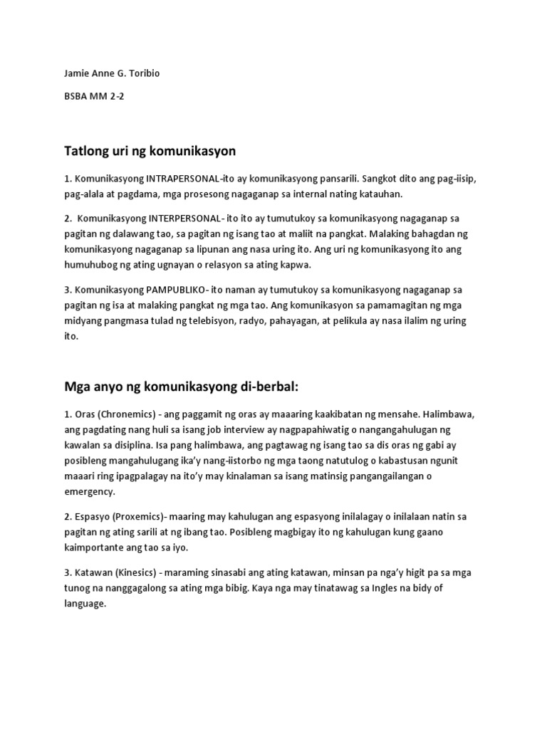 Filipino Assignment | PDF