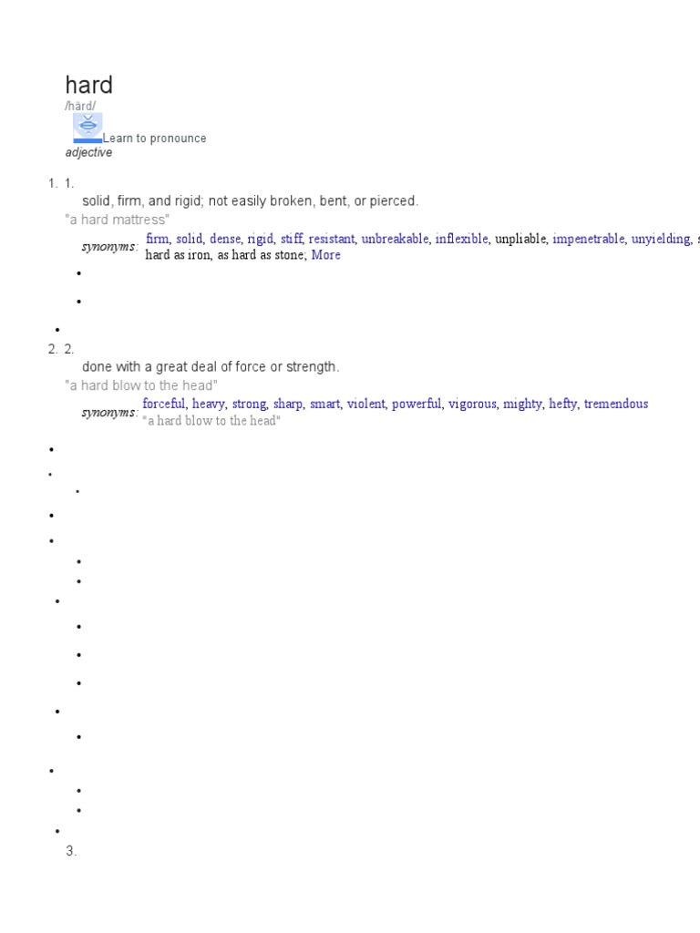 Firm Solid Dense Rigid Stiff Resistant Unbreakable Inflexible ...