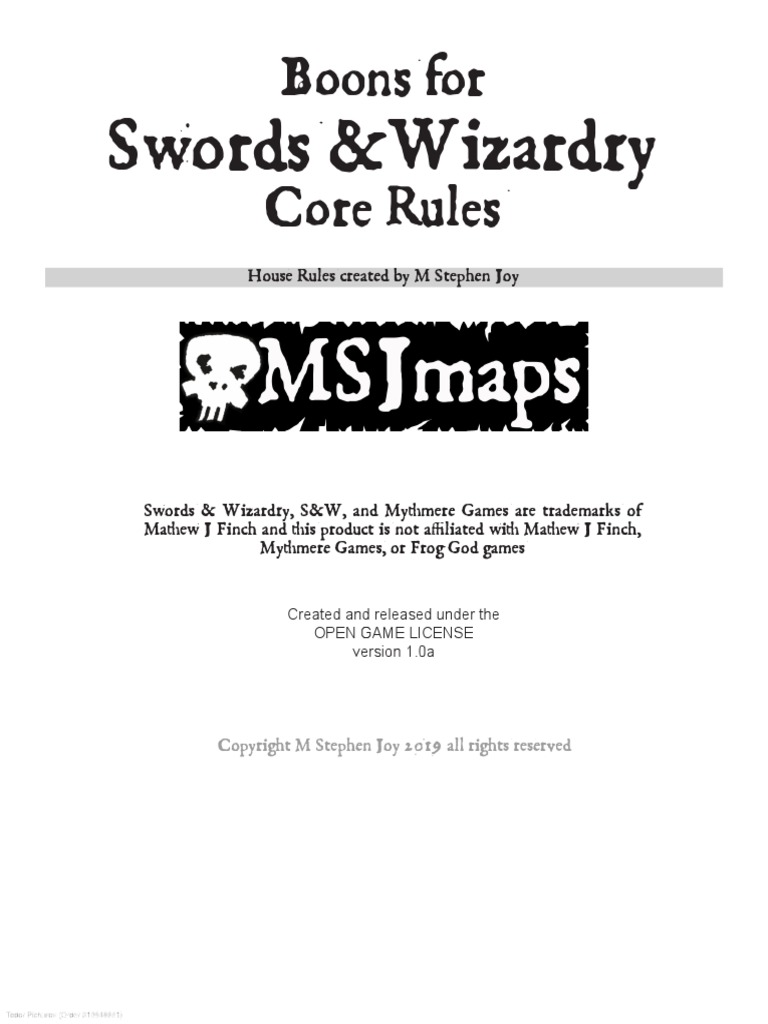 Boons For Swords & Wizardry Core Rules | PDF | Leisure