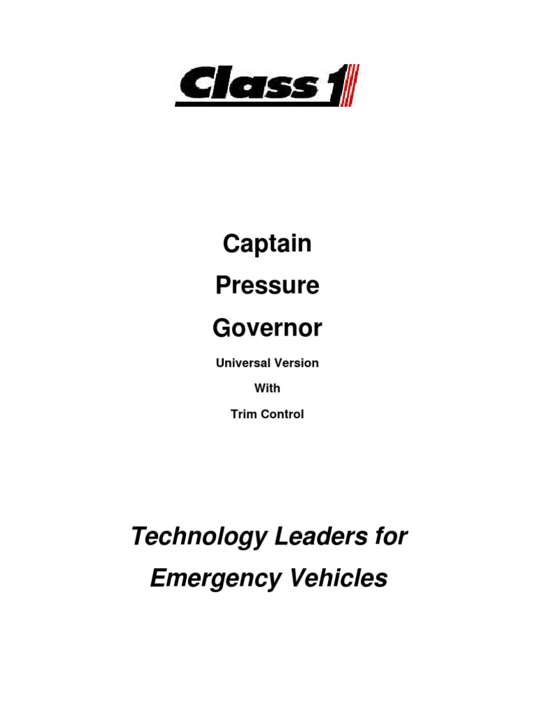 Captain Pressure Governor: Technology Leaders For Emergency Vehicles ...