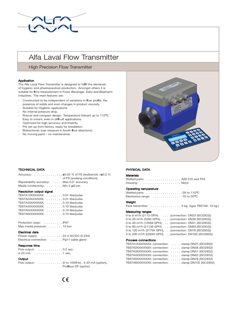 Alfa Laval High Precision Flow Transmitter | PDF | Electrical ...