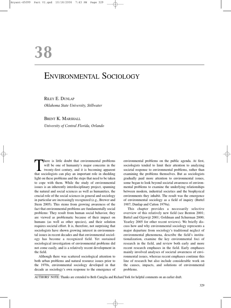 Environmental Sociology-Dunlap and Marshall | PDF | Environmentalism ...