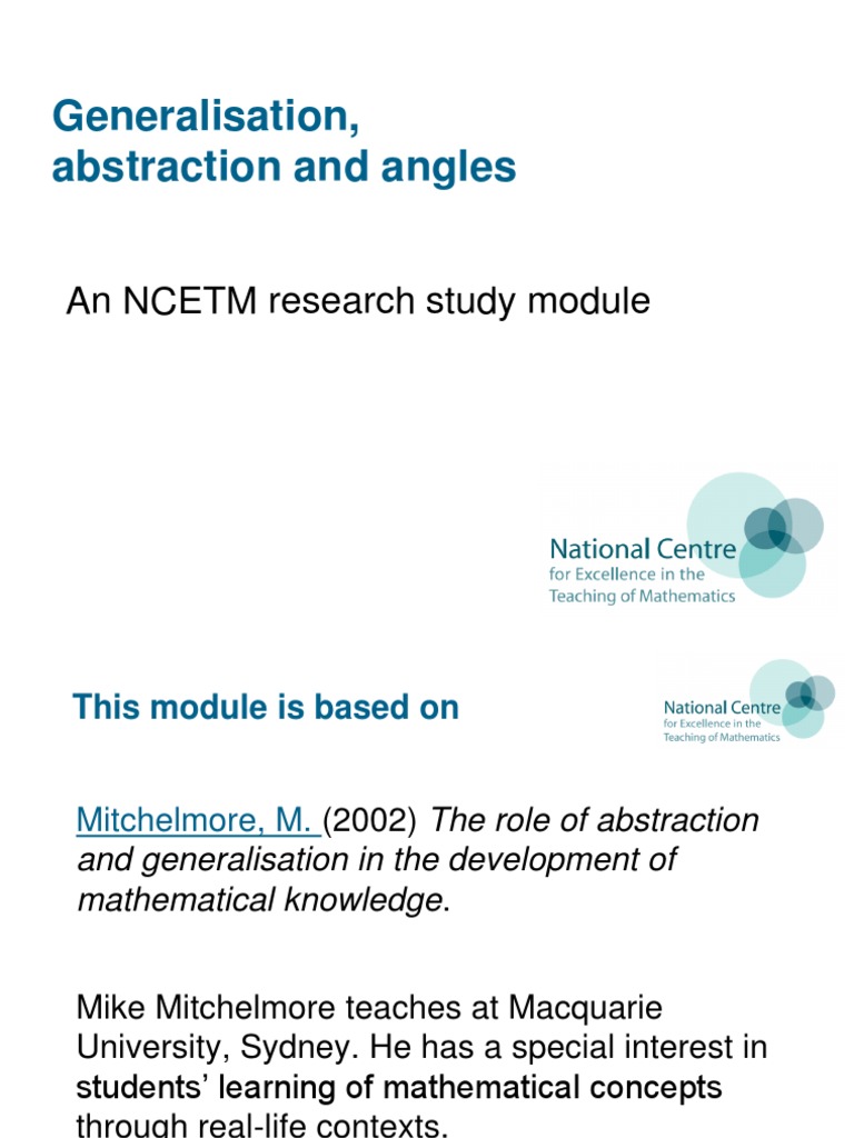 Generalisation, Abstraction and Angles: An NCETM Research Study Module ...