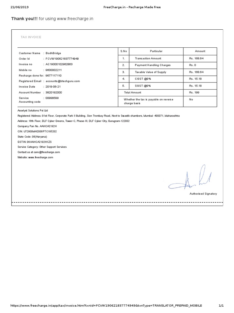 GST Breakdown for Mobile Recharge | PDF | Business | Law