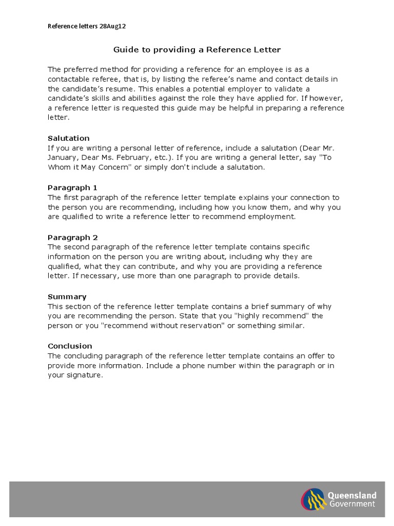 Guide To Providing A Reference Letter: Salutation | Download Free PDF ...