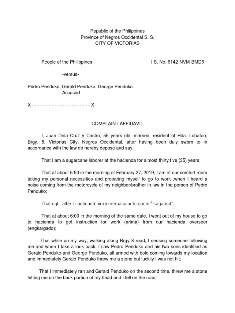 Complaint Affidavit | PDF | Affidavit