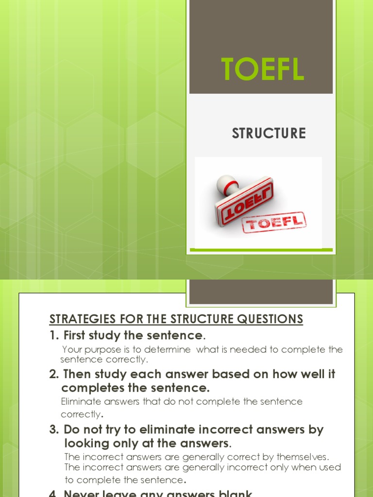 TOEFL Structure Question Strategies | PDF | Sentence (Linguistics ...